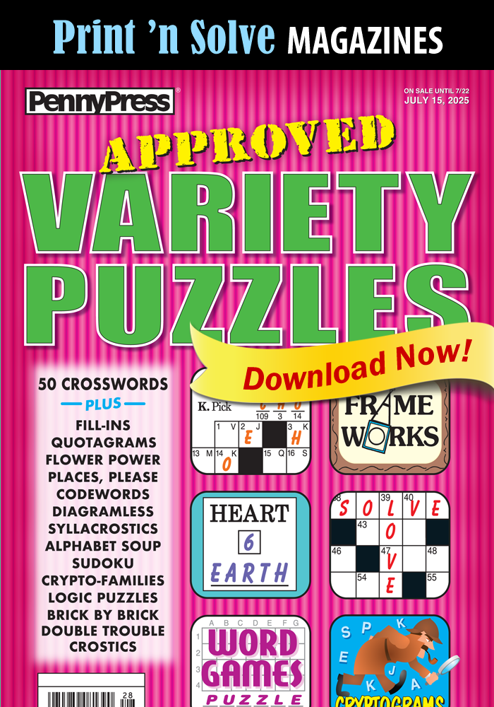 Print ‘n Solve Magazines: Approved Variety Puzzles - Penny Dell Puzzles