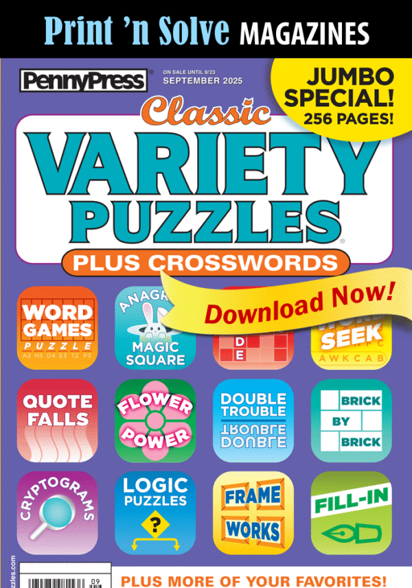 Print ‘n Solve Magazines: Classic Variety Puzzles Plus Crosswords ...