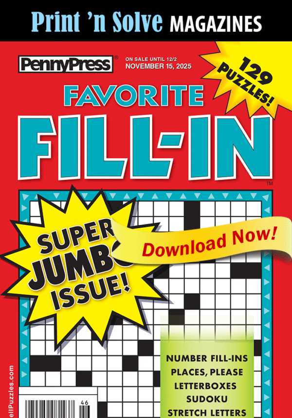 Fill Ins Print 'n Solve - Penny Dell Puzzles