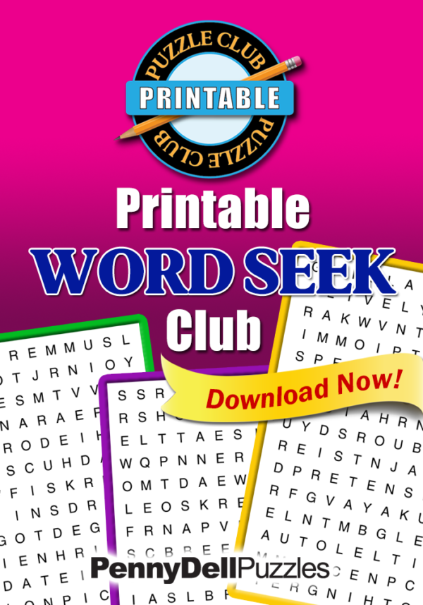 Printable Word Seek Club - Penny Dell Puzzles